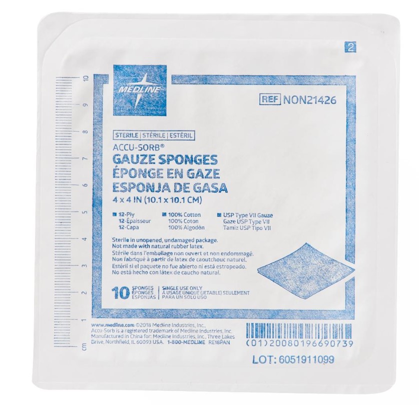 Accu-Sorb® Sterile Woven Gauze Sponge 12-Ply | 4” X 4” Hard Tray | My ...