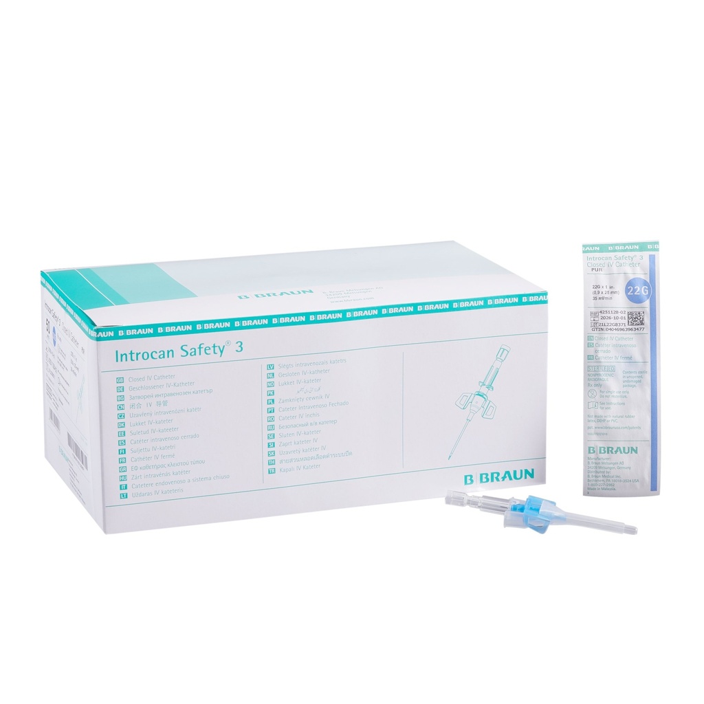 Introcan Safety® 3 Closed IV Catheter | 22g x 1" | My Website