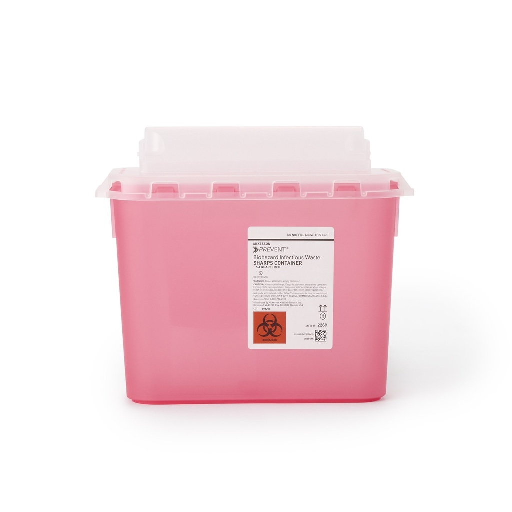 Counter-Balanced Lid Red Sharps Container | 5.4 qt | My Website